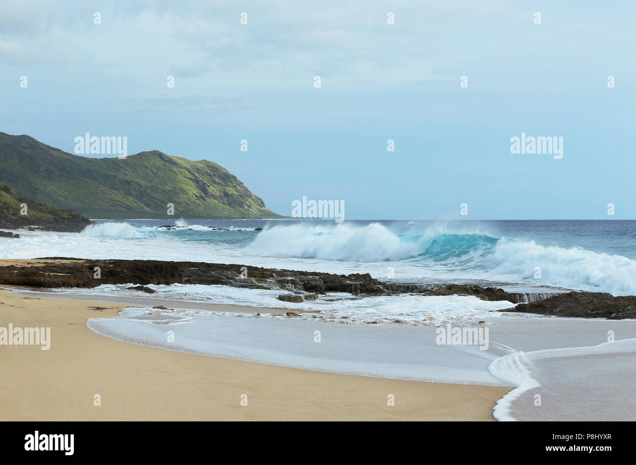 Beach scene at Keawaula Beach, north of Makaha. Keawaula Beach, Kaena ...