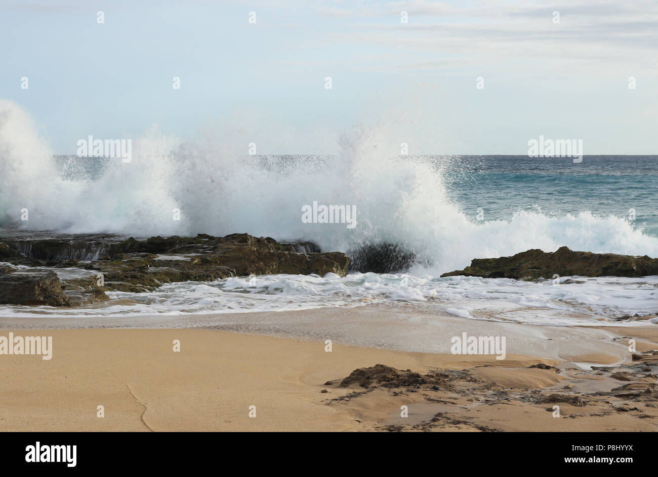 Beach scene at Keawaula Beach, north of Makaha. Keawaula Beach, Kaena ...