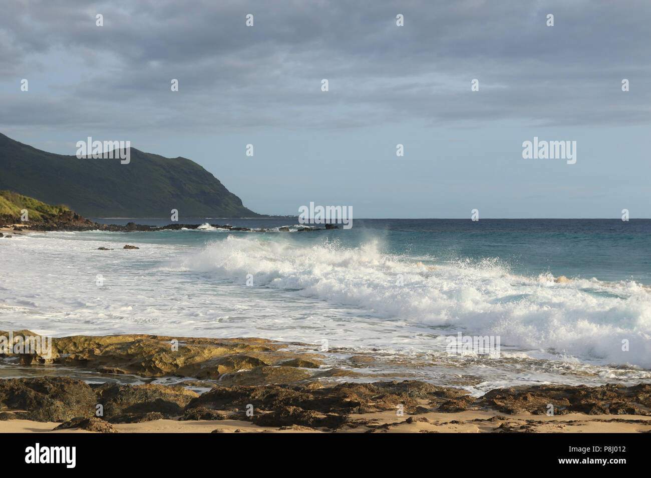 Beach scene at Keawaula Beach, north of Makaha. Keawaula Beach, Kaena ...