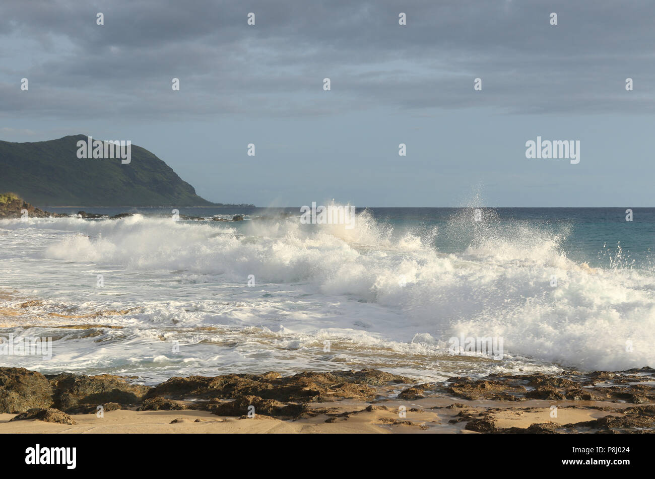 Beach scene at Keawaula Beach, north of Makaha. Keawaula Beach, Kaena ...