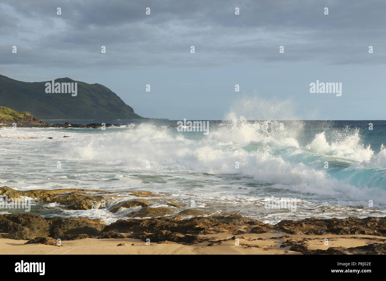 Beach scene at Keawaula Beach, north of Makaha. Keawaula Beach, Kaena ...