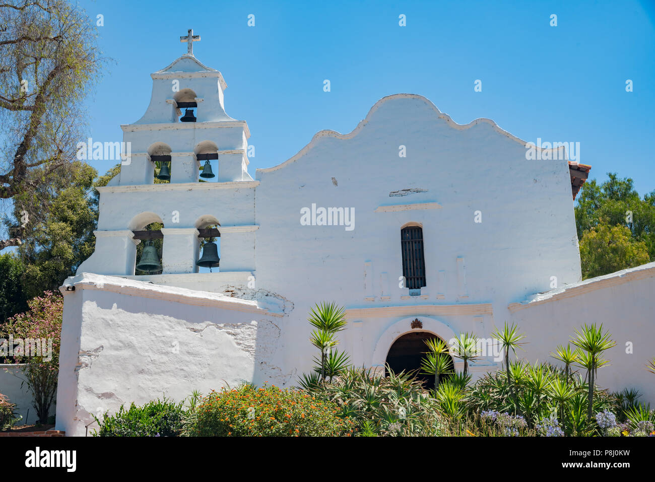 Exterior view of the historical Mission San Diego de Alcala at San ...