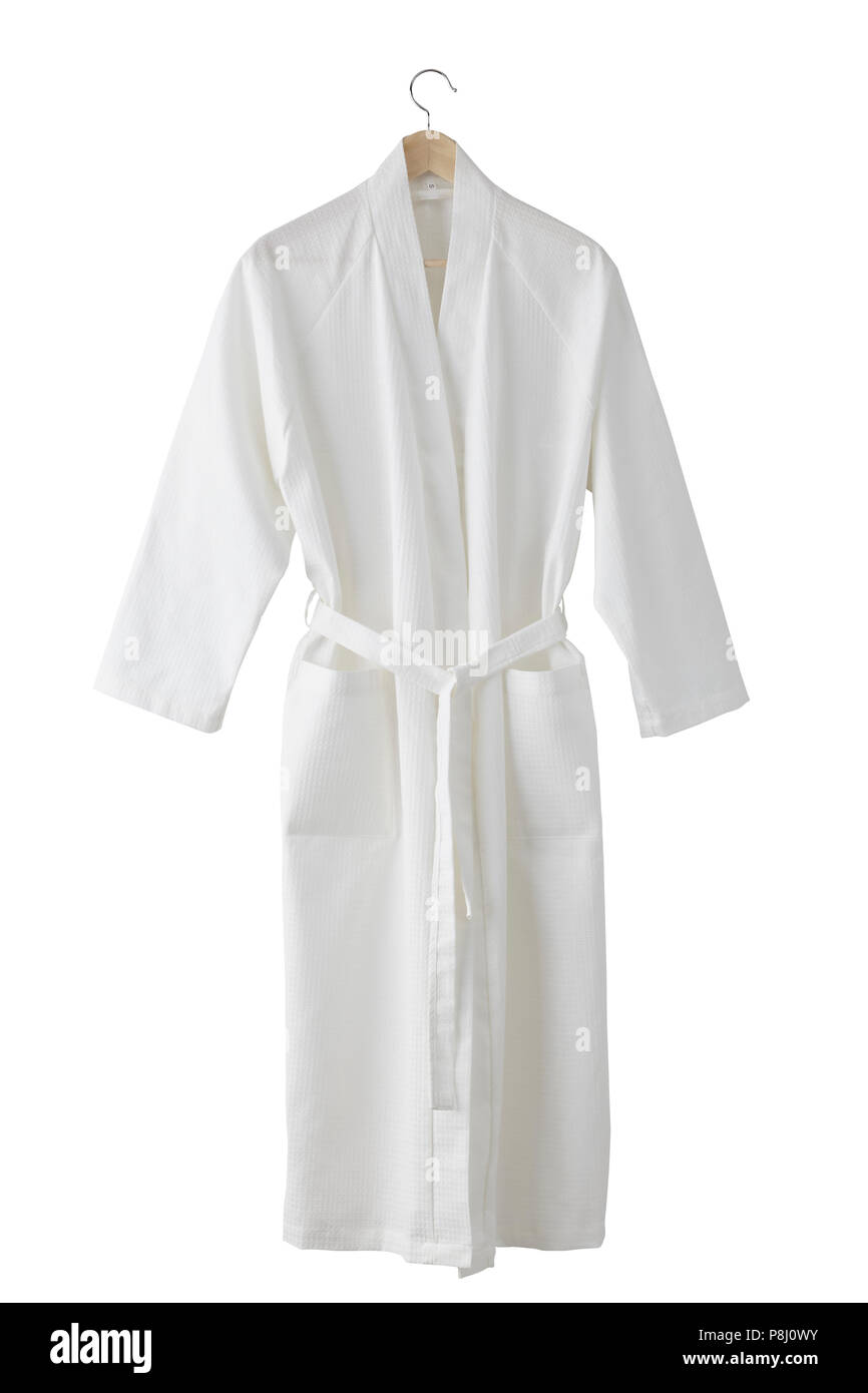 White bathrobe isolated on white background. Include clipping path ...