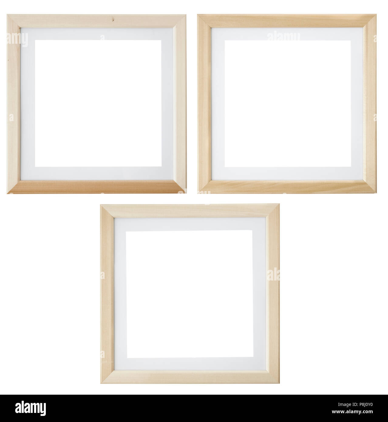 Square wooden picture frames isolated on white background. Include ...
