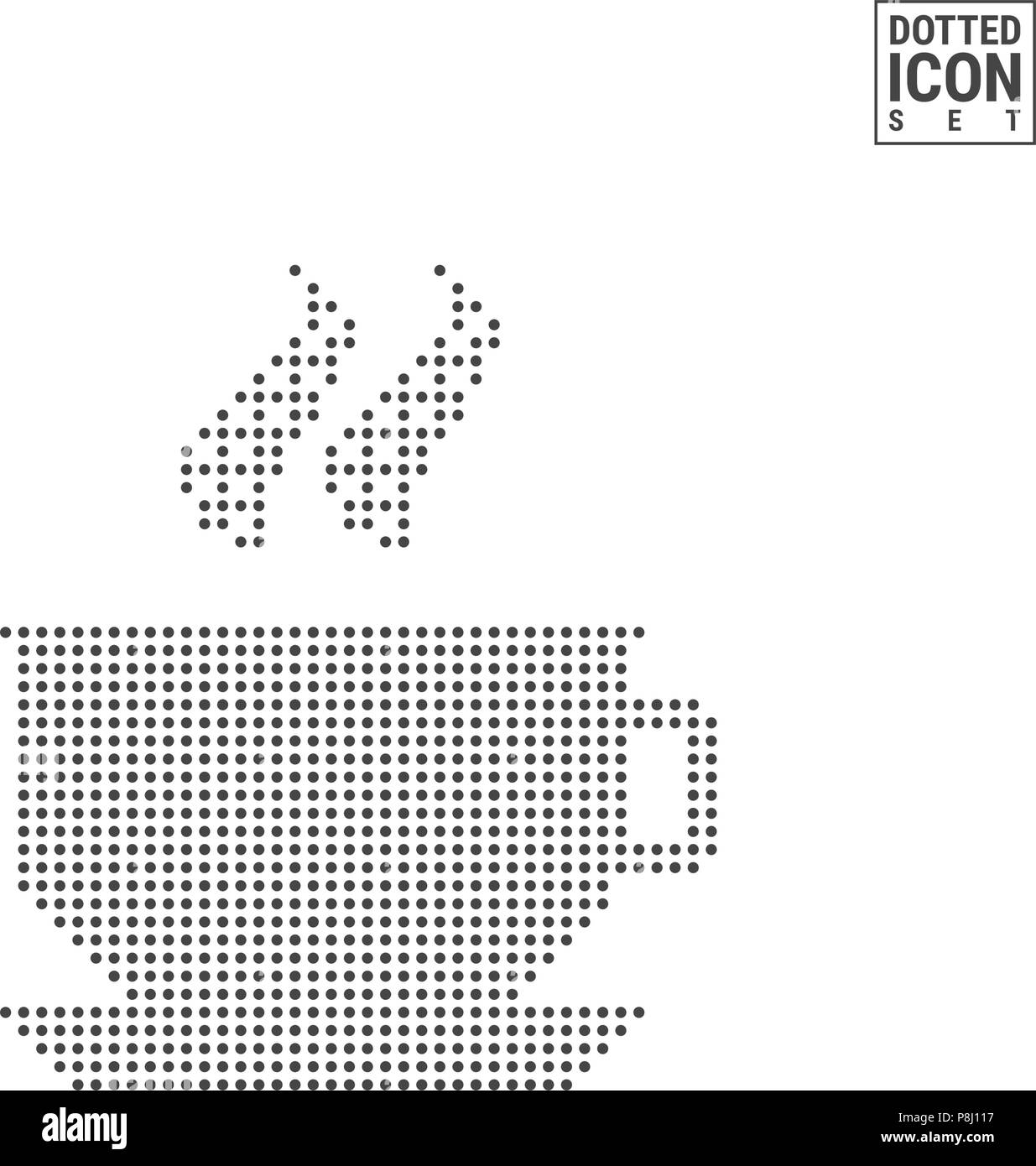 Coffee Cup Dot Pattern Icon. Coffee Cup Dotted Icon Isolated on White ...