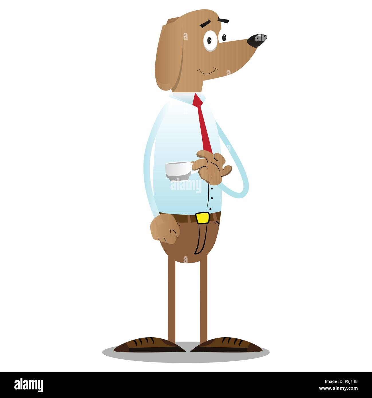Cartoon illustrated business dog drinking coffee Stock Vector Image ...