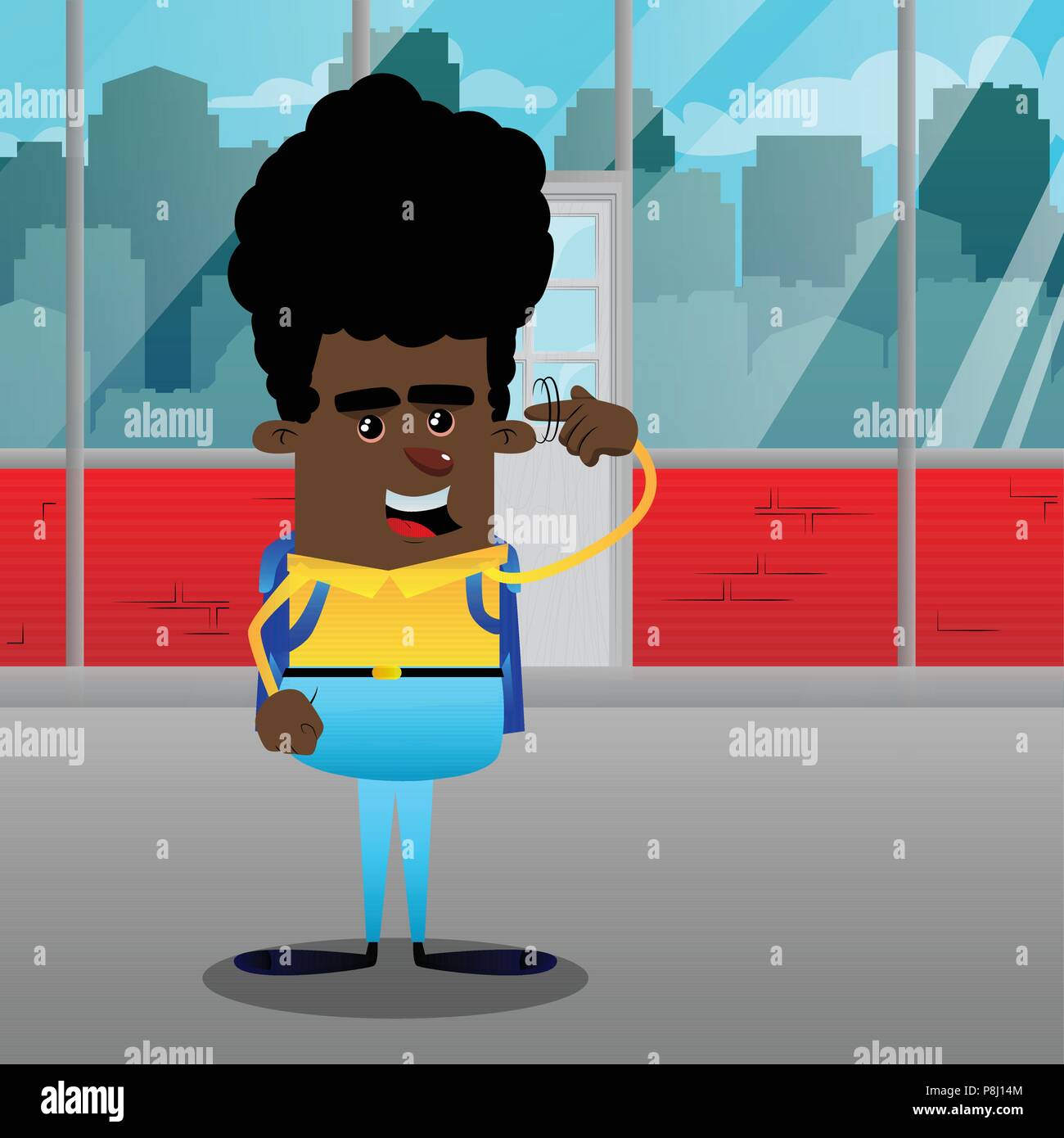 Schoolboy shows a you're nuts gesture by twisting his finger around his ...