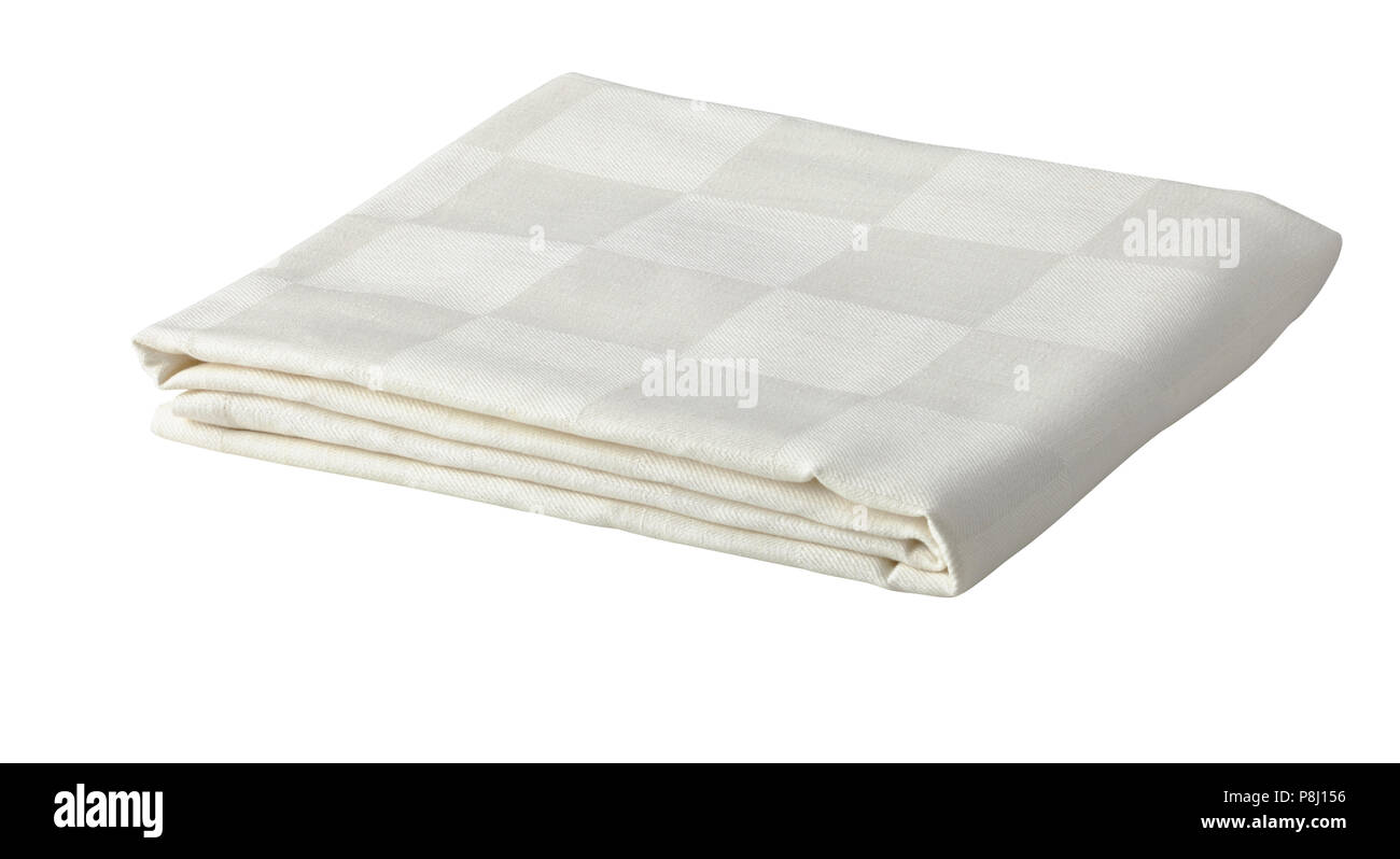 Folded white tablecloth isolated on white background. Include clipping ...
