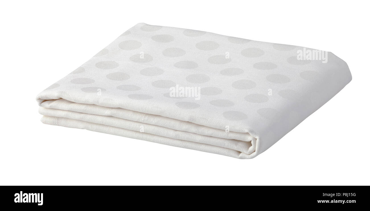 Folded white tablecloth isolated on white background. Include clipping ...