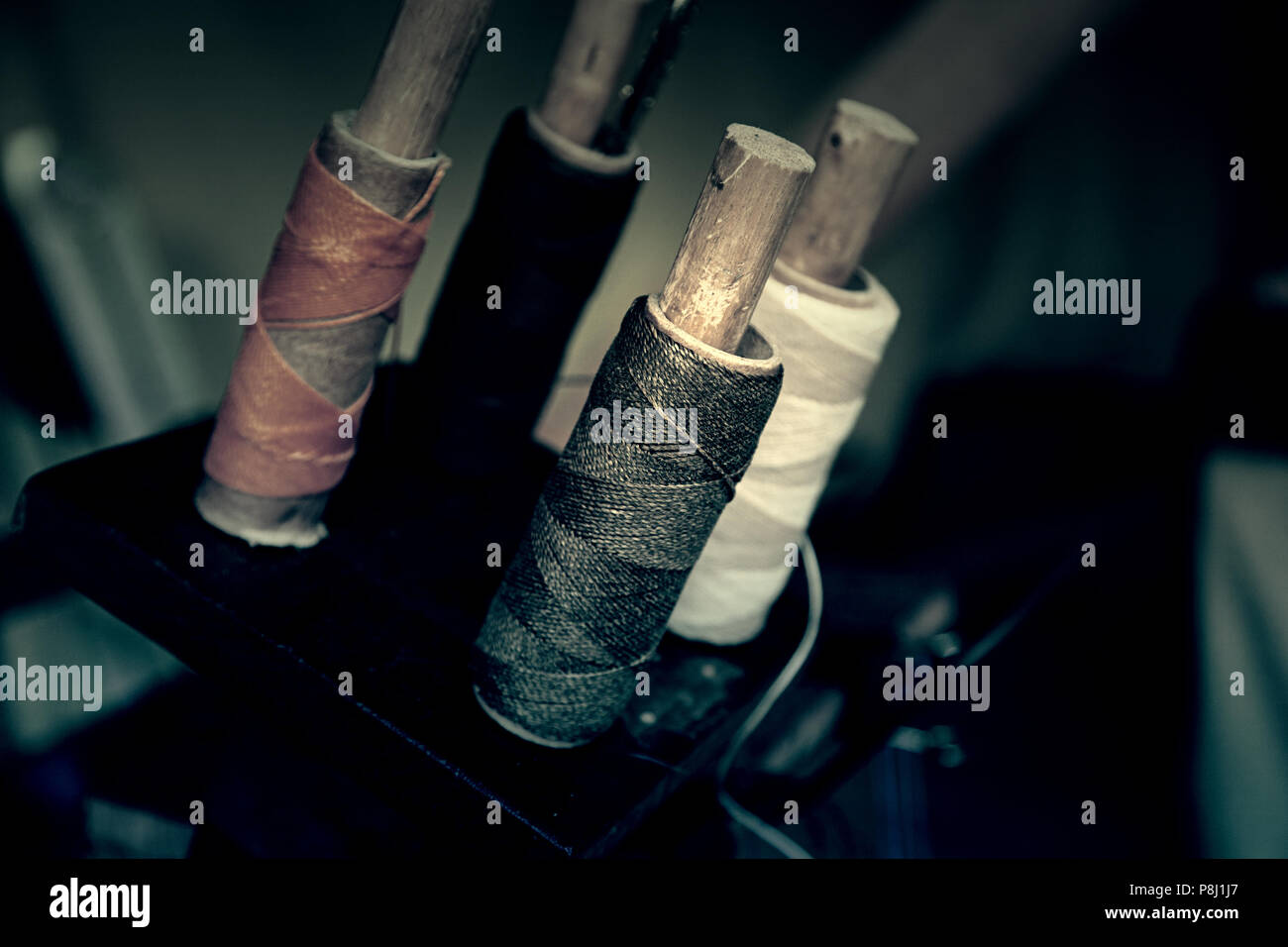 Colorful threads for hand sewing, traditional stitching detail Stock ...