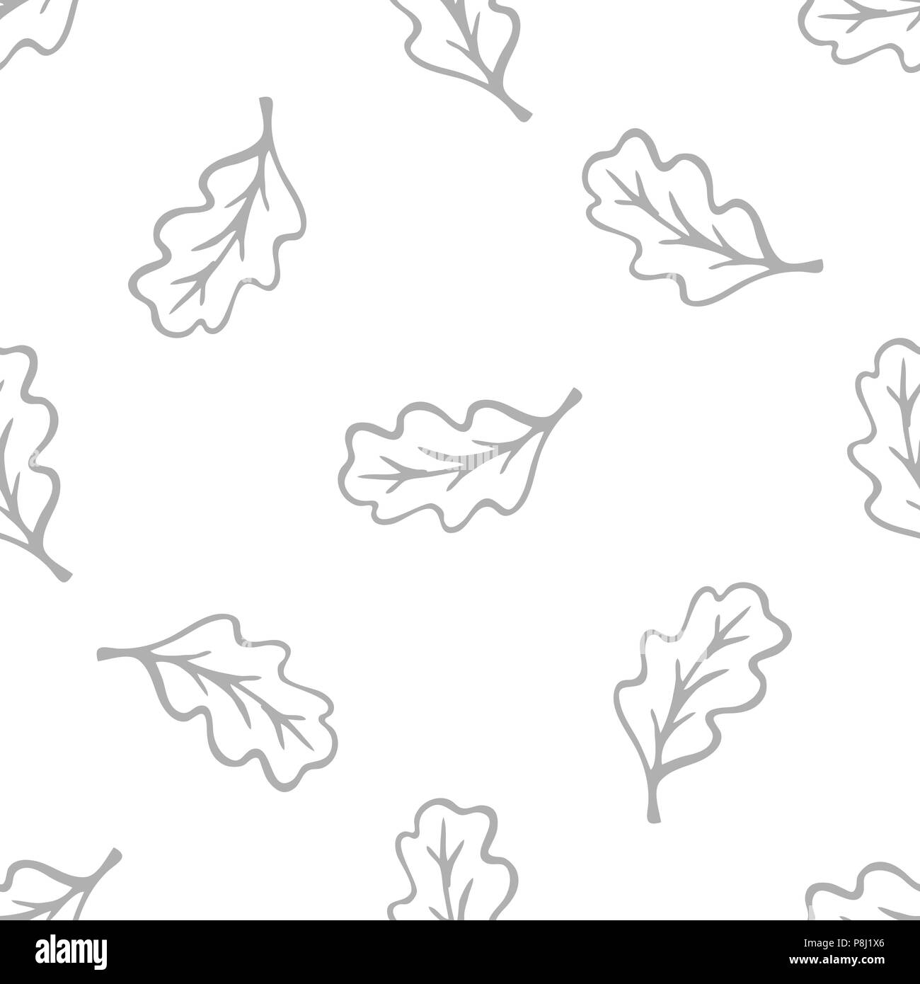 Seamless monochrome vector pattern with oak leaves Stock Vector Image ...