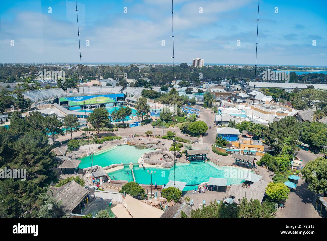 San Diego, JUN 27: Aerial view of the famous SeaWorld on JUN 27, 2018 ...