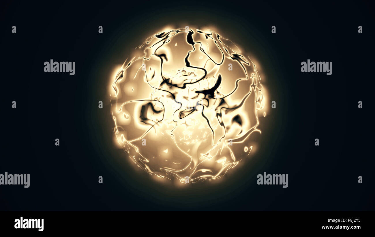 3d illustration of abstract isolated bright yellow magical orb Stock ...