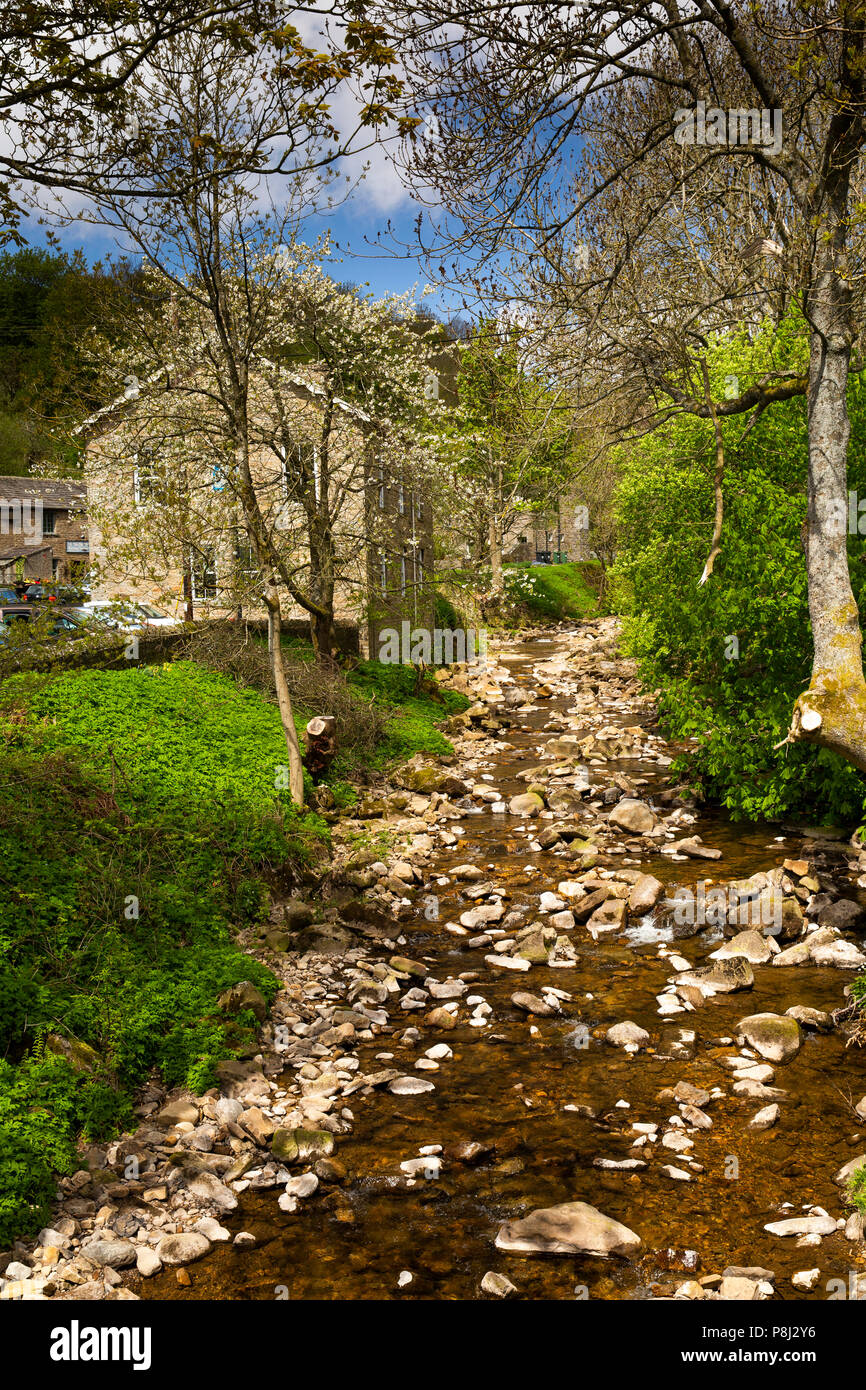 UK, England, Yorkshire, Swaledale, Gunnerside, beck passing through ...