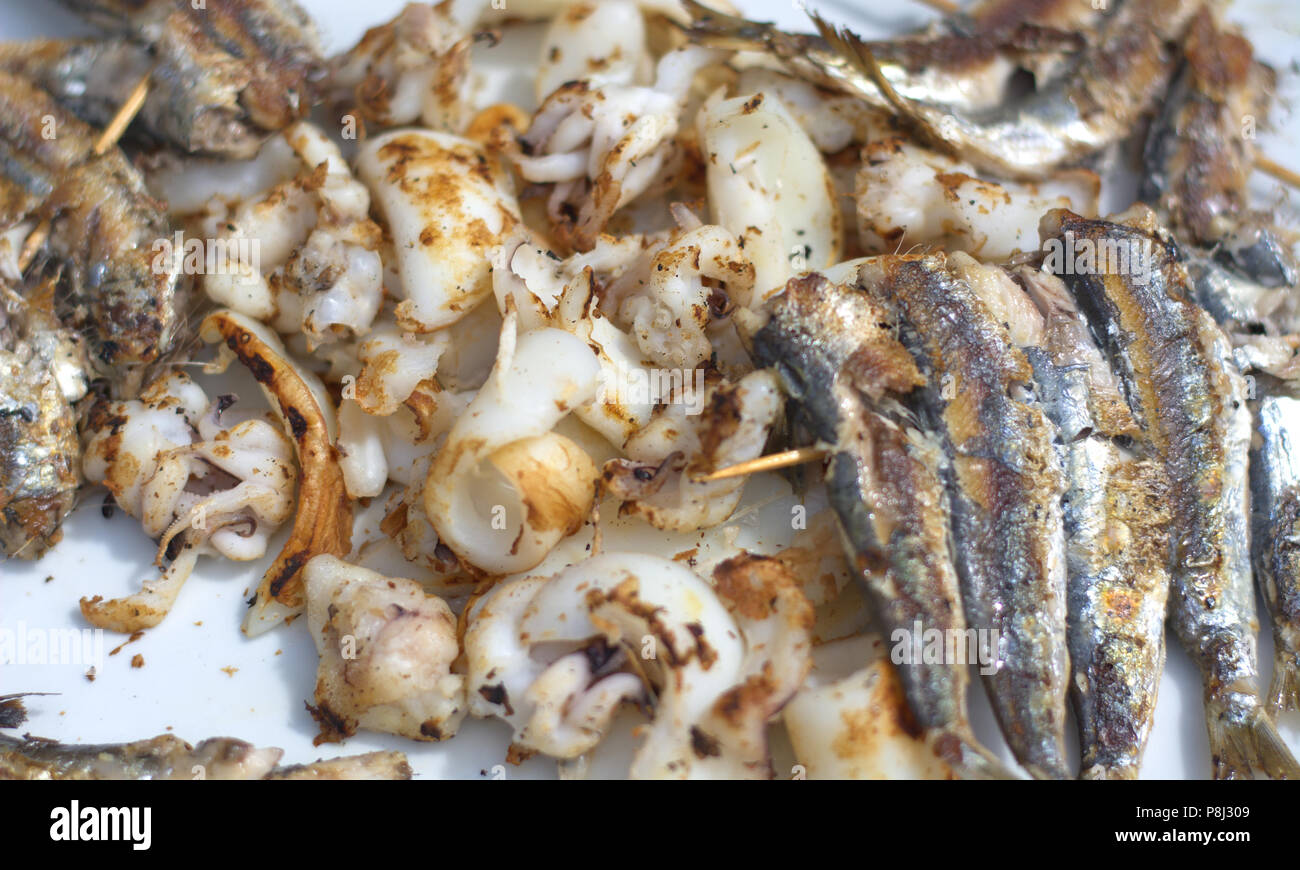 The classic Spanish tapas of fried and grilled peaches Stock Photo - Alamy