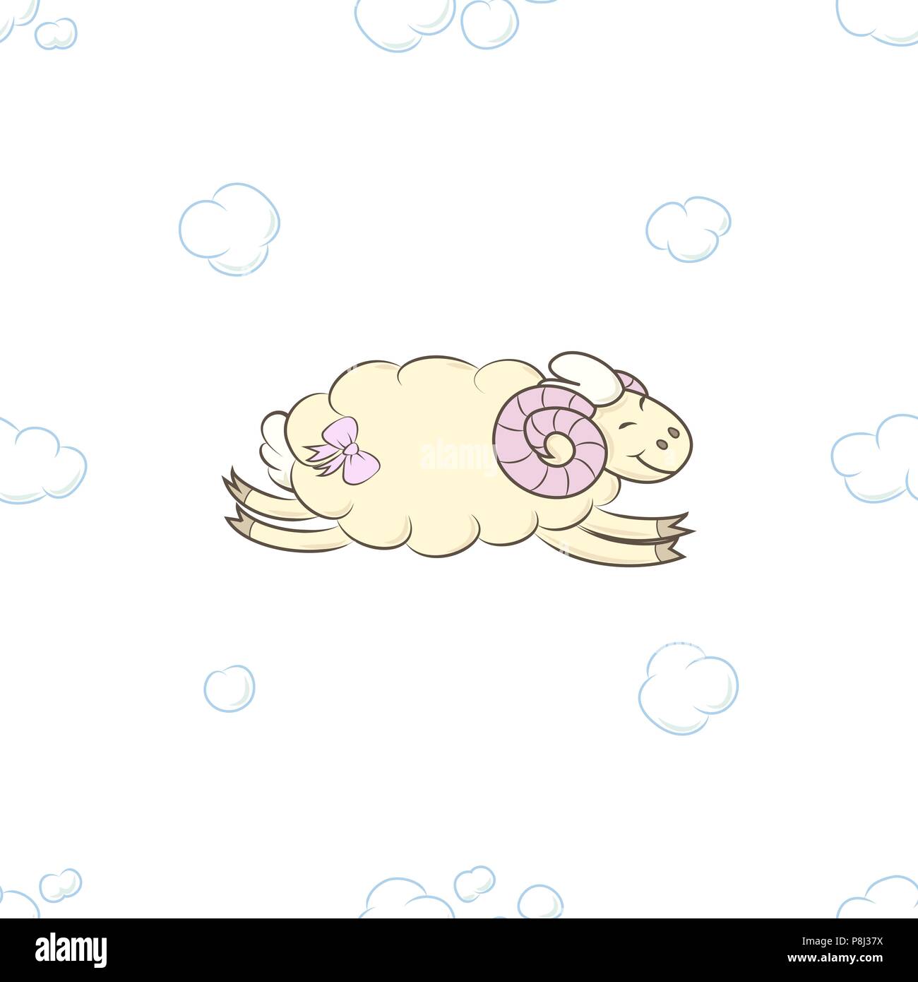 Cute sheep flying in the clouds Stock Vector Image & Art - Alamy