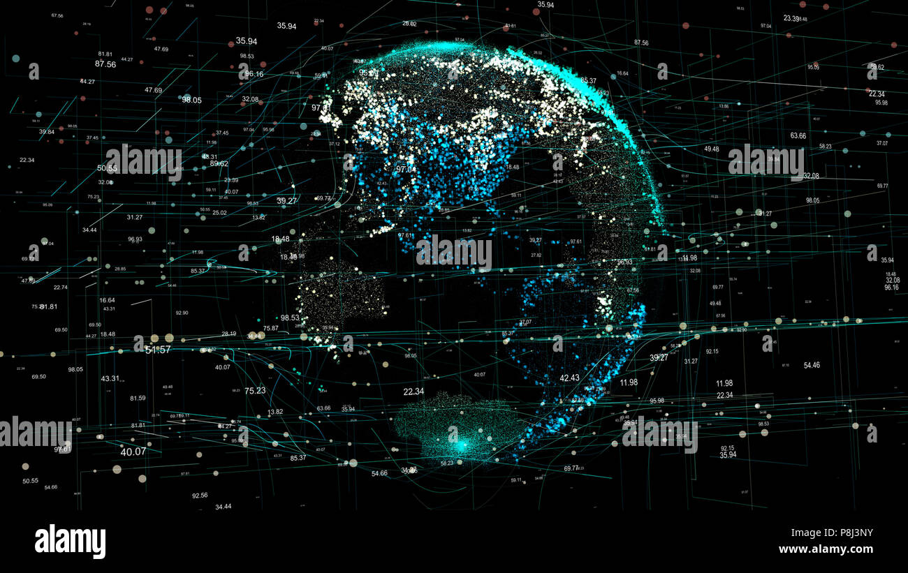 Planet Earth in the global futuristic network with lines around the globe Stock Photo - Alamy