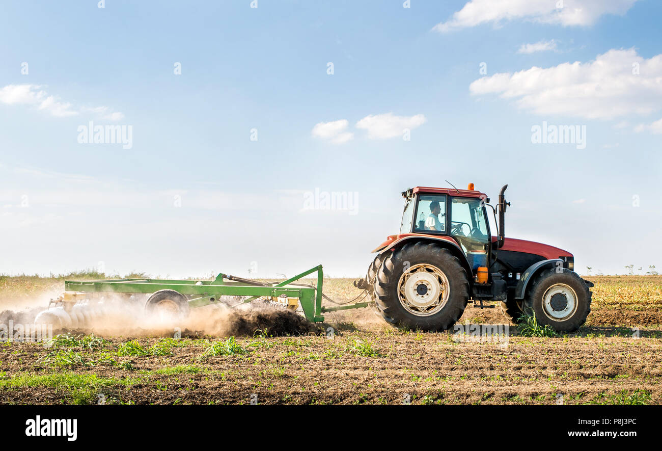 Tractor preparing land for sowing Stock Photo - Alamy