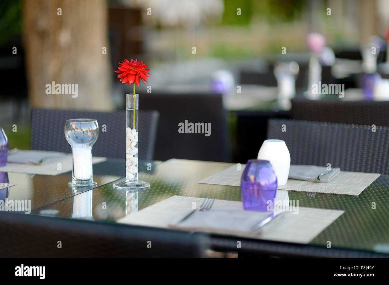 Table set for an event party or dinner outdoors Stock Photo - Alamy
