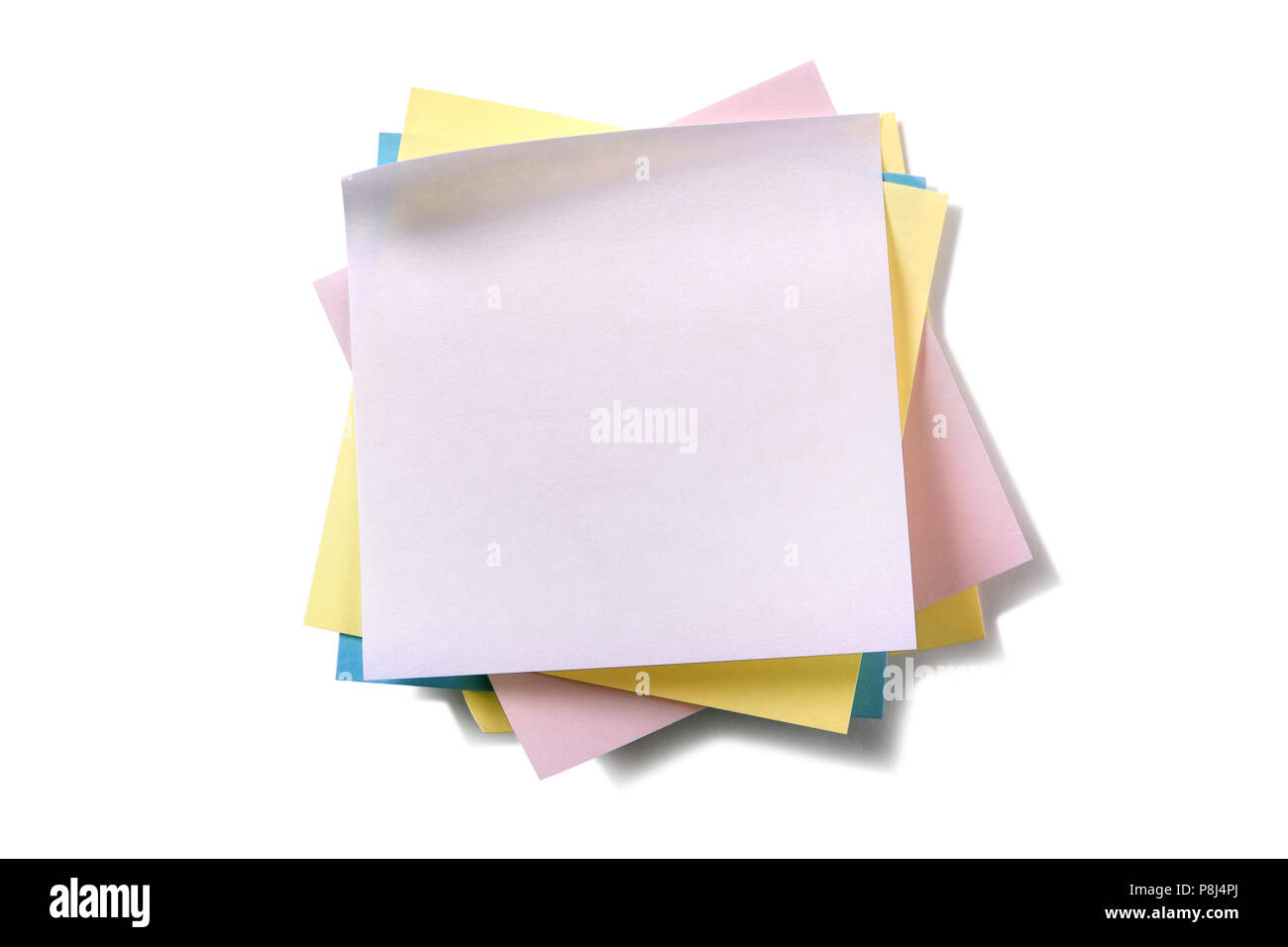 Untidy pile various colors sticky post notes isolated on white Stock ...