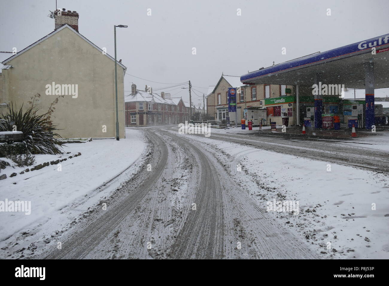 Gestridge Road Kingsteignton Devon, snow on 1st march day time Stock ...