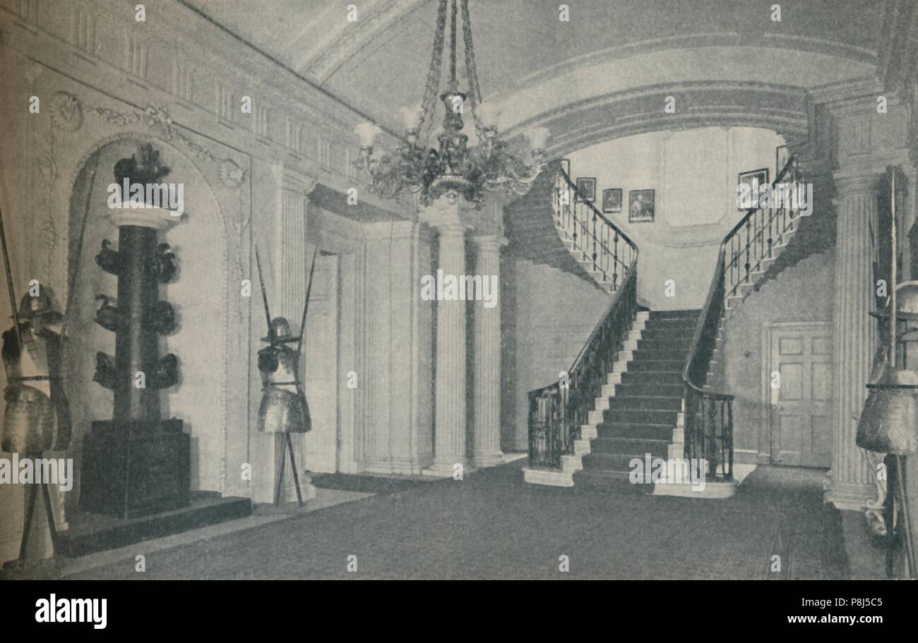 'The fine Staircase Hall in the First Lord's residence at the Admiralty ...