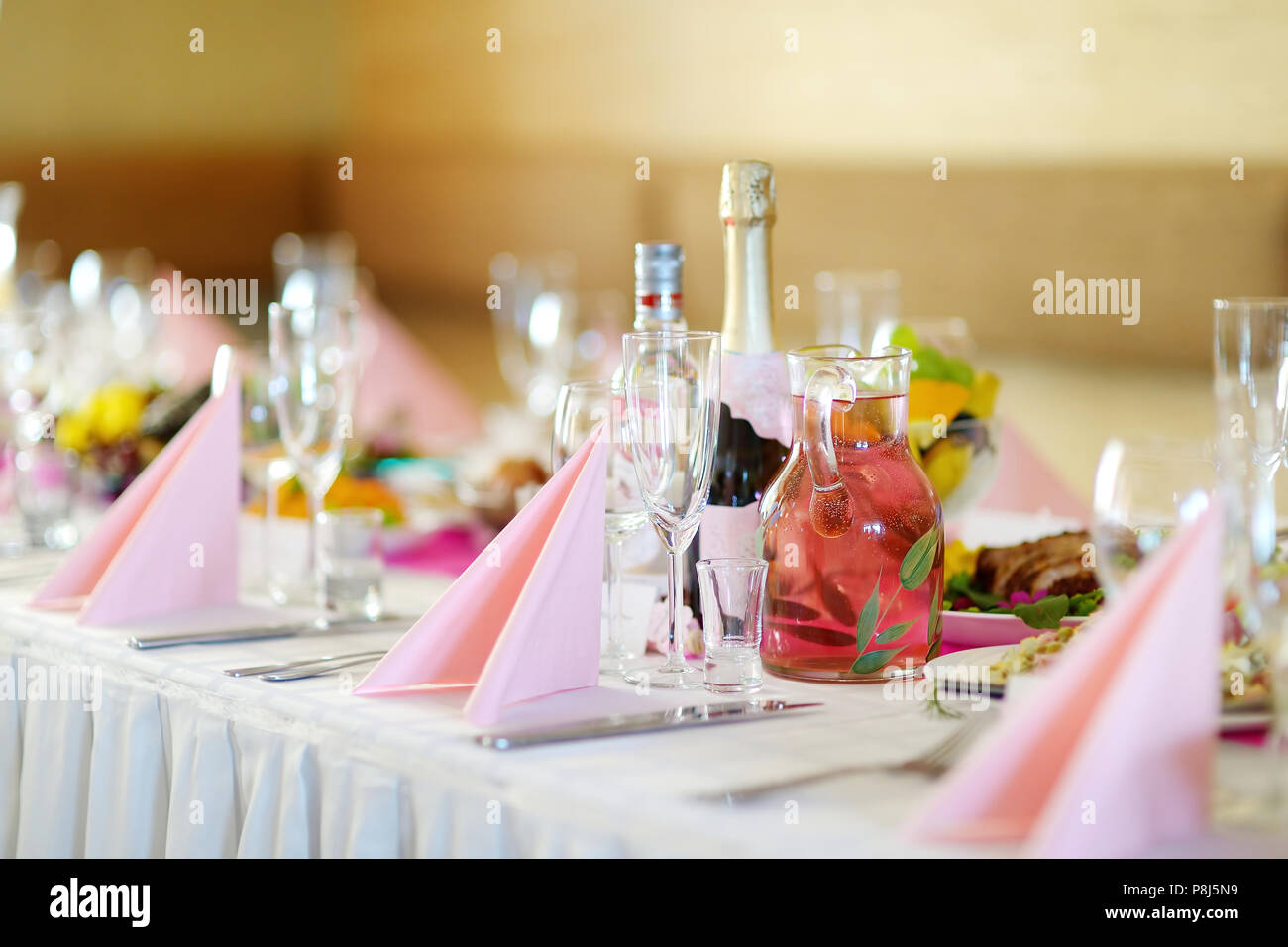 Beautiful table set for an event party or wedding reception Stock Photo ...