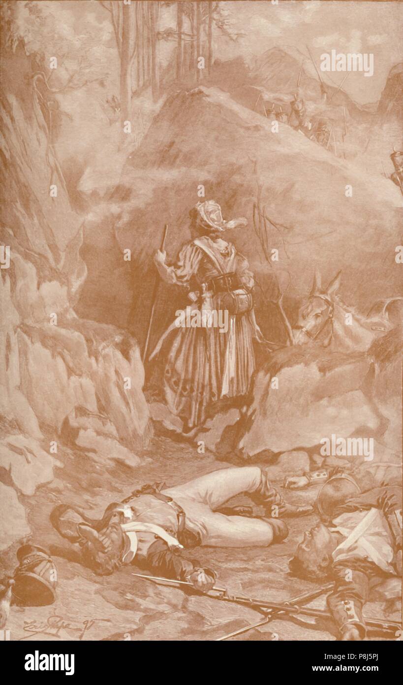 'The Cantinière of the 26th Regiment Climbing The Rocks at Busaco ...