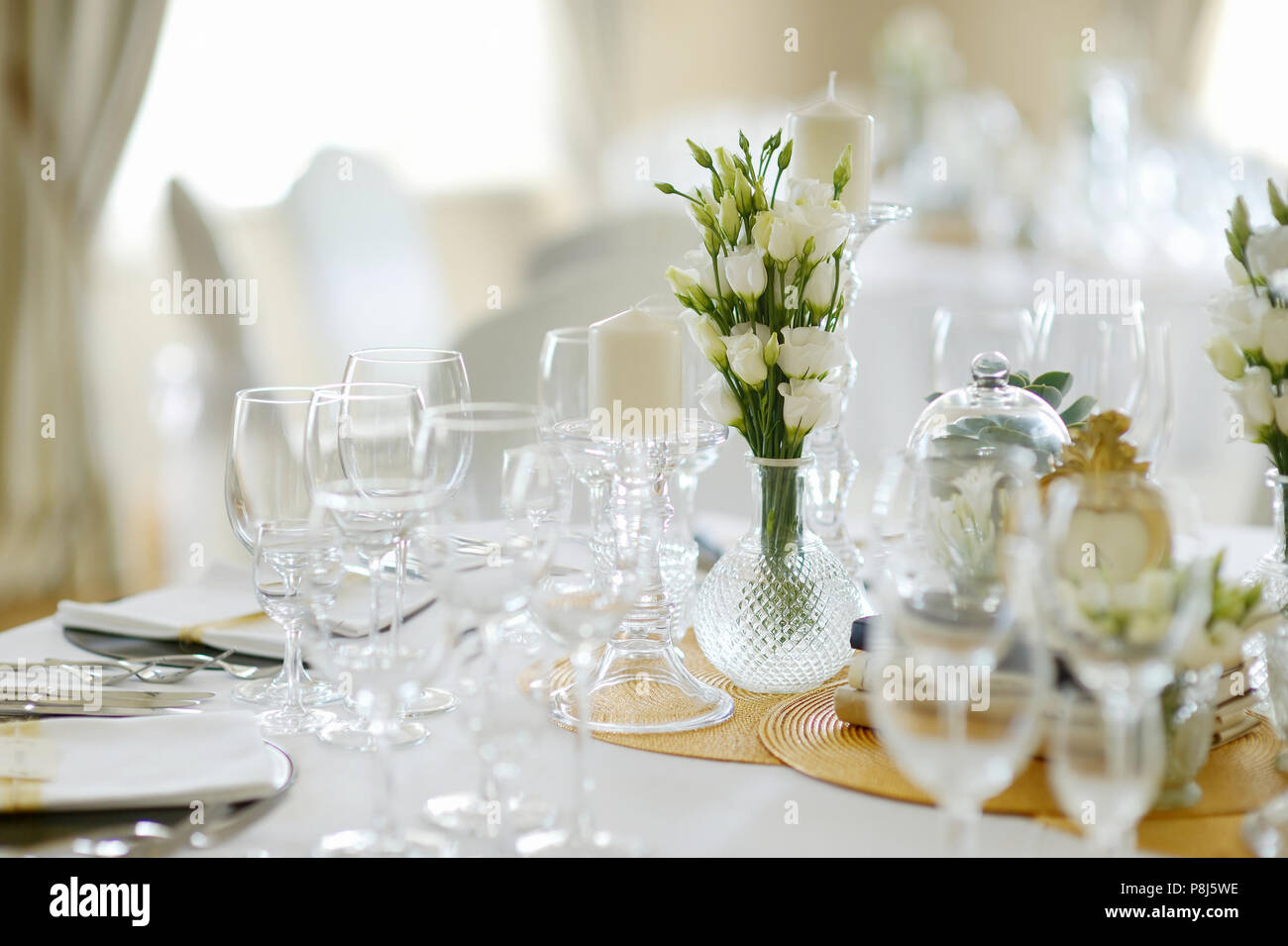 Beautiful table set for an event party or wedding reception Stock Photo ...