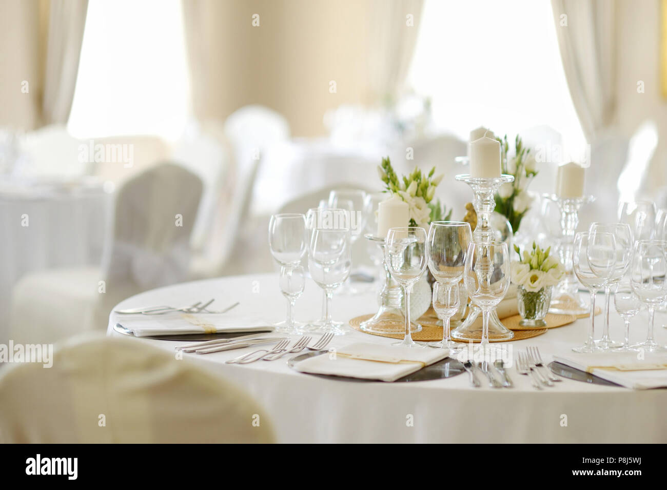Beautiful table set for an event party or wedding reception Stock Photo ...