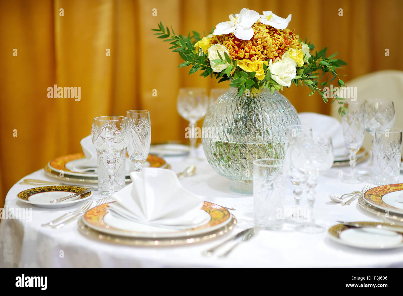 Beautiful table set for an event party or wedding reception Stock Photo ...