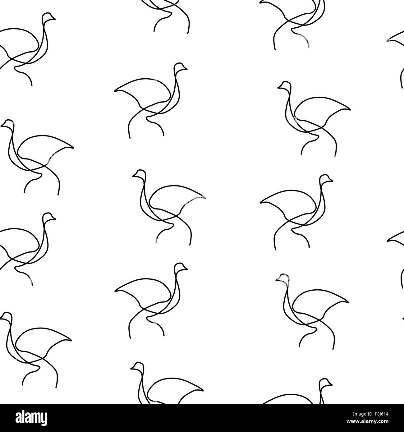 Ostrich bird animal pattern seamless. Vector illustration. Isolated ...