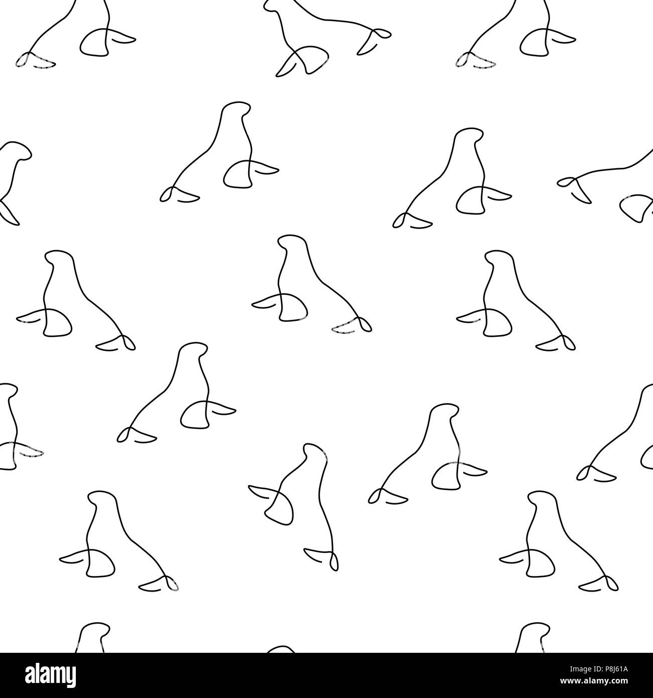 Seal animal pattern seamless. Vector illustration. Isolated white ...