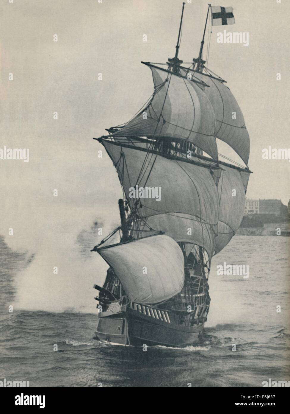 'Drake's flagship on his voyage round the world, replica', 1937. Artist ...