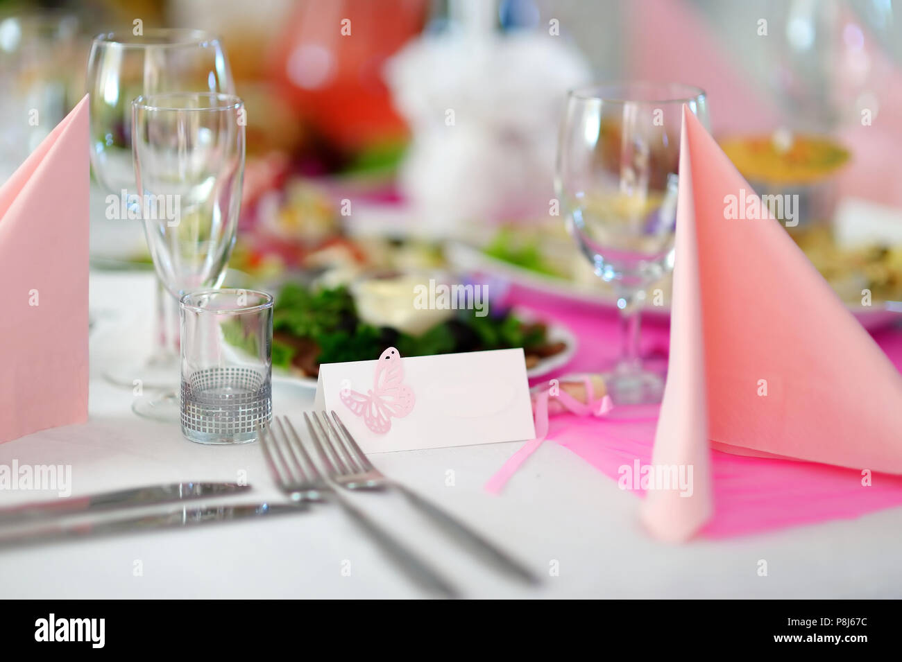 Beautiful table set for an event party or wedding reception Stock Photo ...