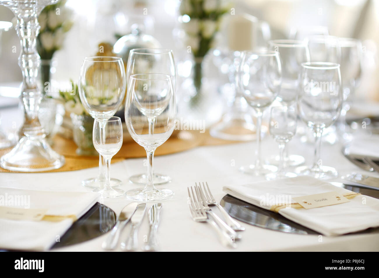 Beautiful table set for an event party or wedding reception Stock Photo ...
