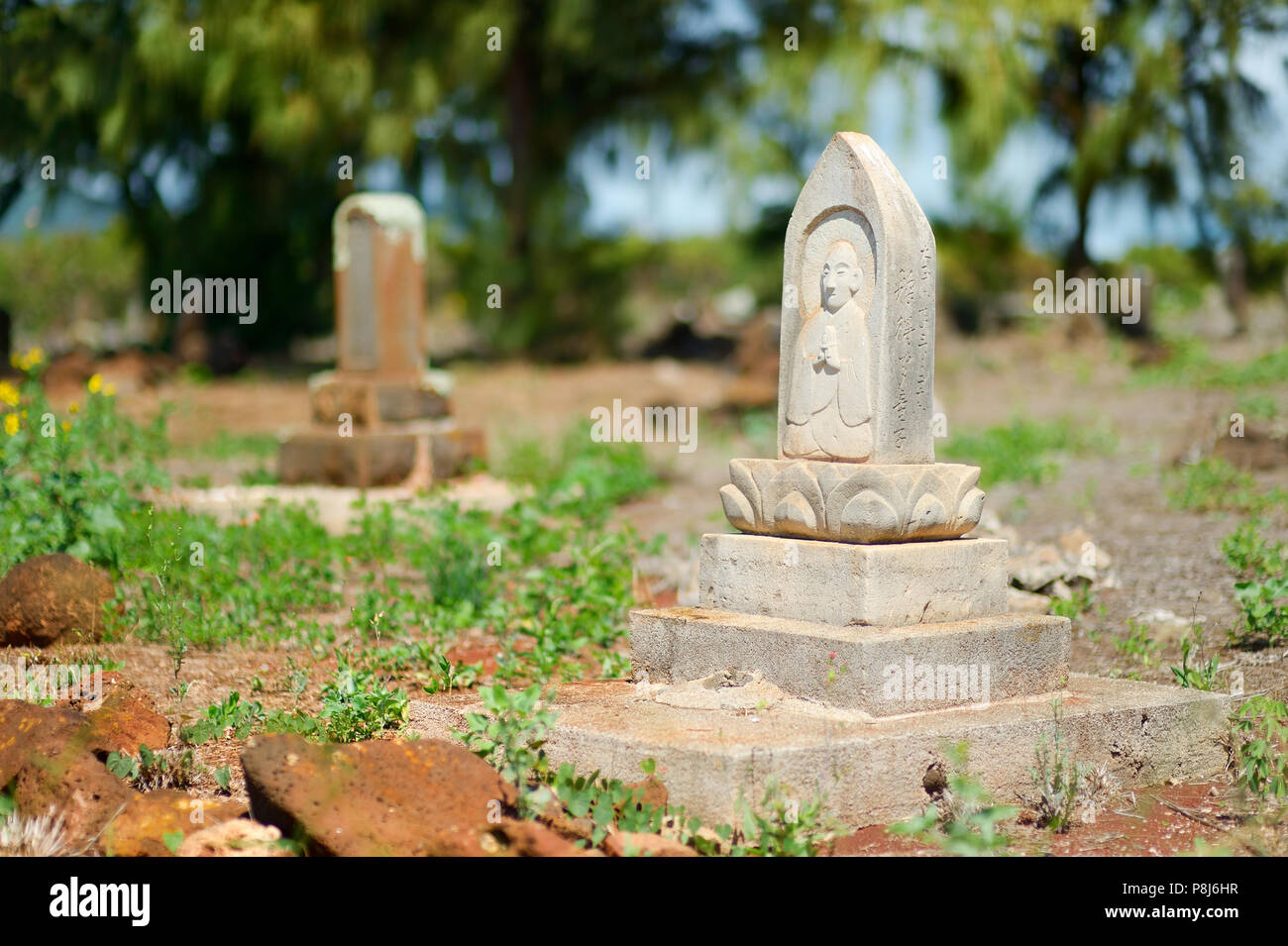 Very old chinese grave headstones abandoned near Glass Beach in Kauai ...