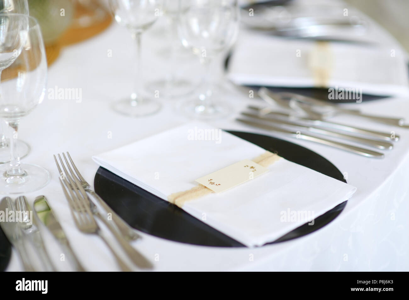 Beautiful table set for an event party or wedding reception Stock Photo ...