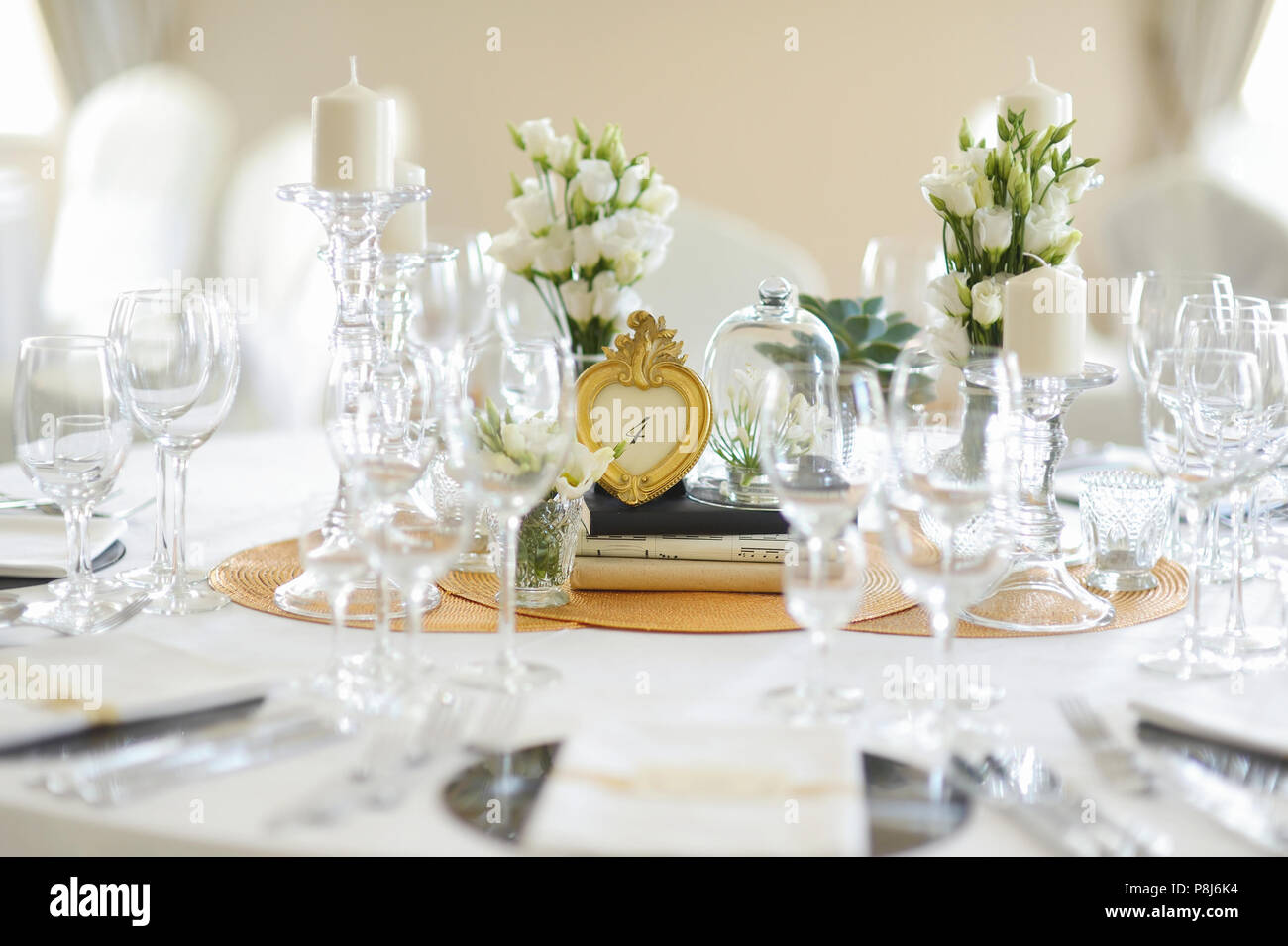 Beautiful table set for an event party or wedding reception Stock Photo ...