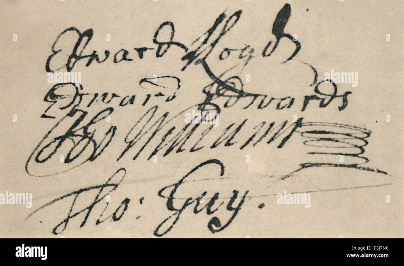 'Signature of Edward Lloyd, 1692', (1928). Artist: Unknown Stock Photo ...