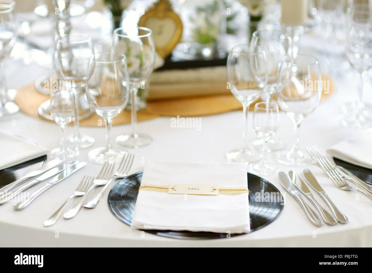 Beautiful table set for an event party or wedding reception Stock Photo ...