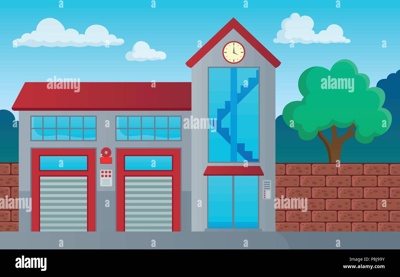 Fire department building theme image 1 - eps10 vector illustration ...