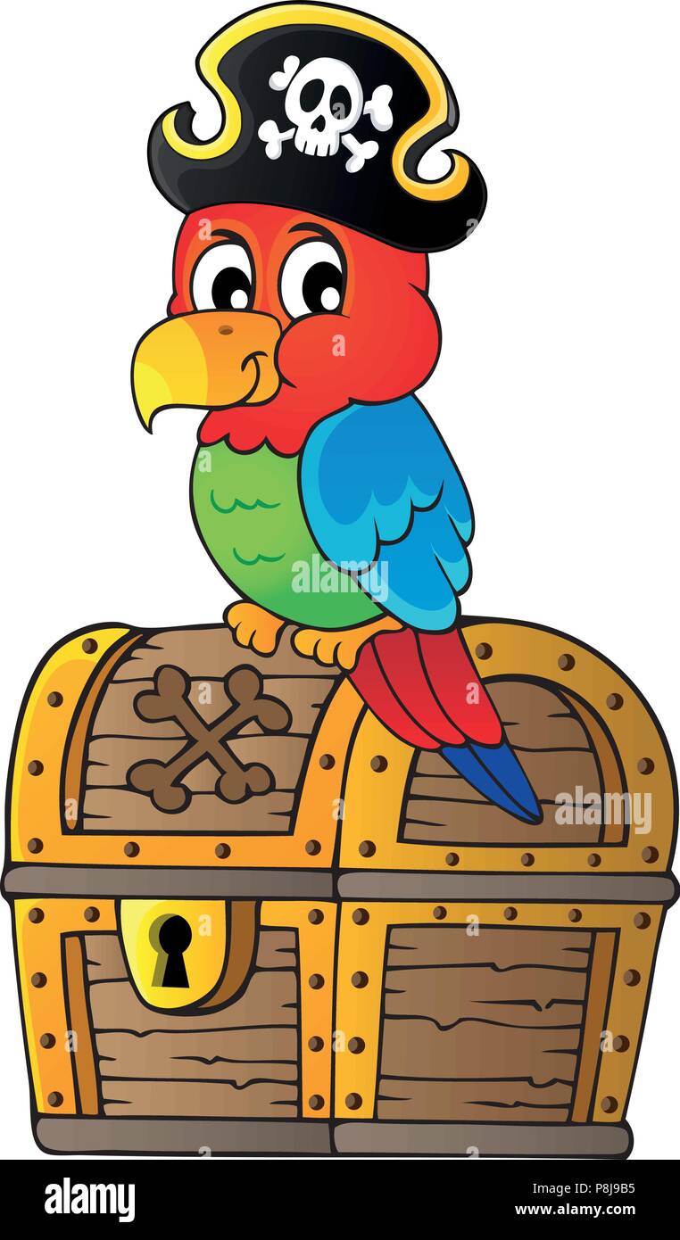 Pirate parrot on treasure chest topic 1 - eps10 vector illustration ...