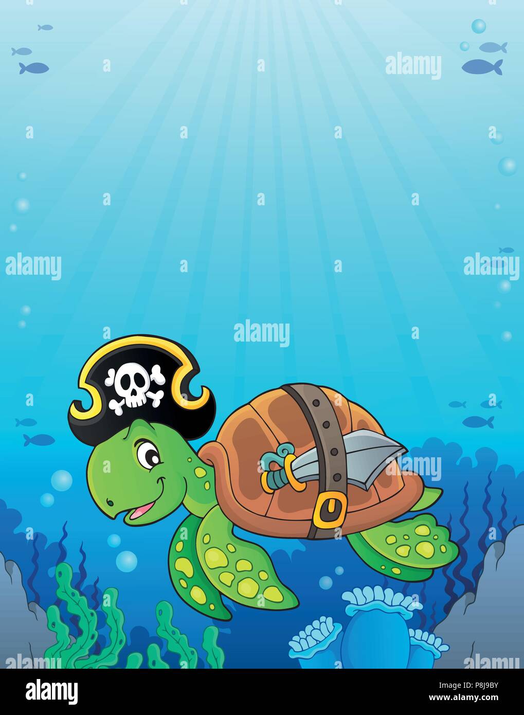 Pirate turtle theme image 3 - eps10 vector illustration Stock Vector ...