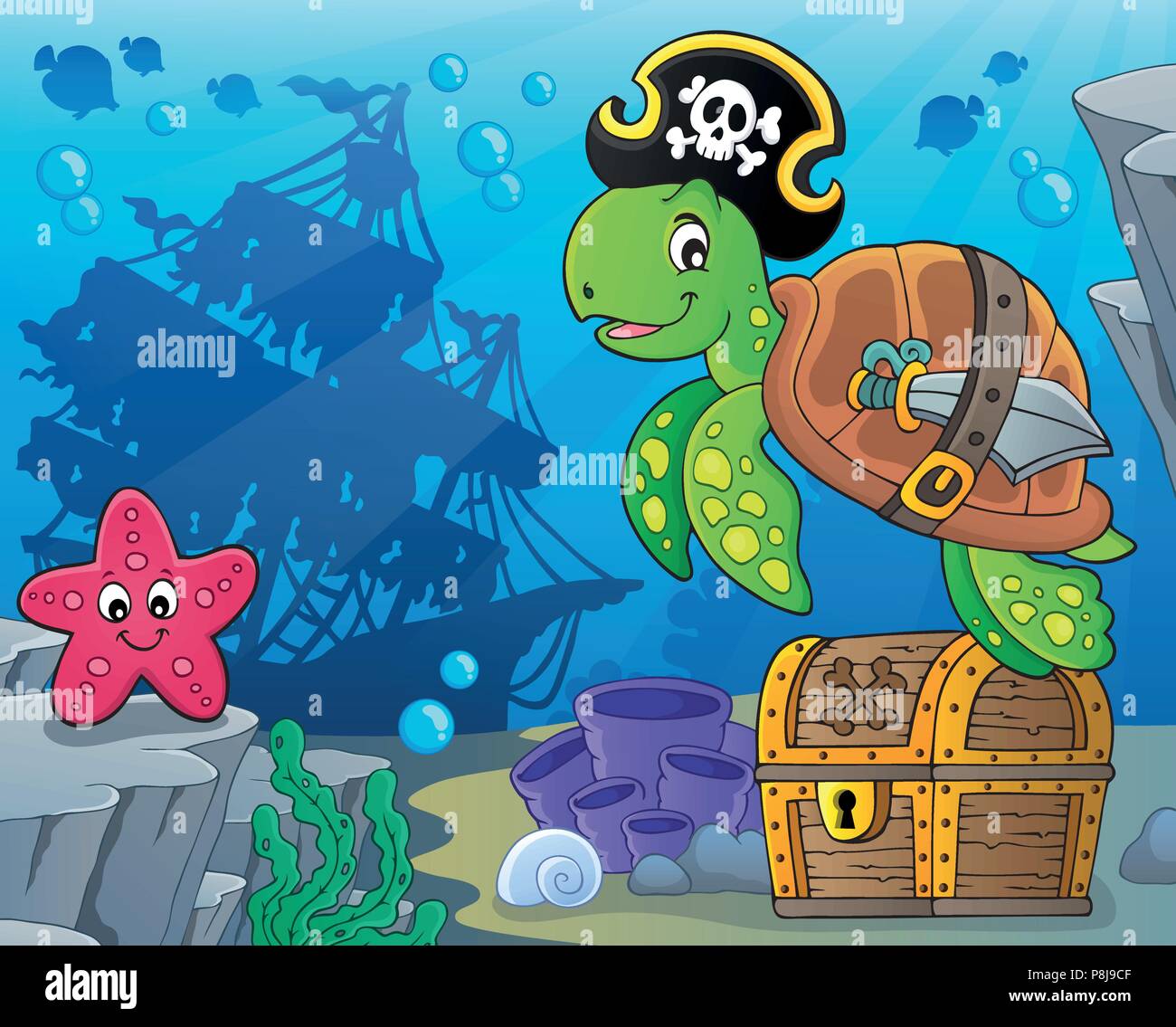 Pirate turtle theme image 5 - eps10 vector illustration Stock Vector ...