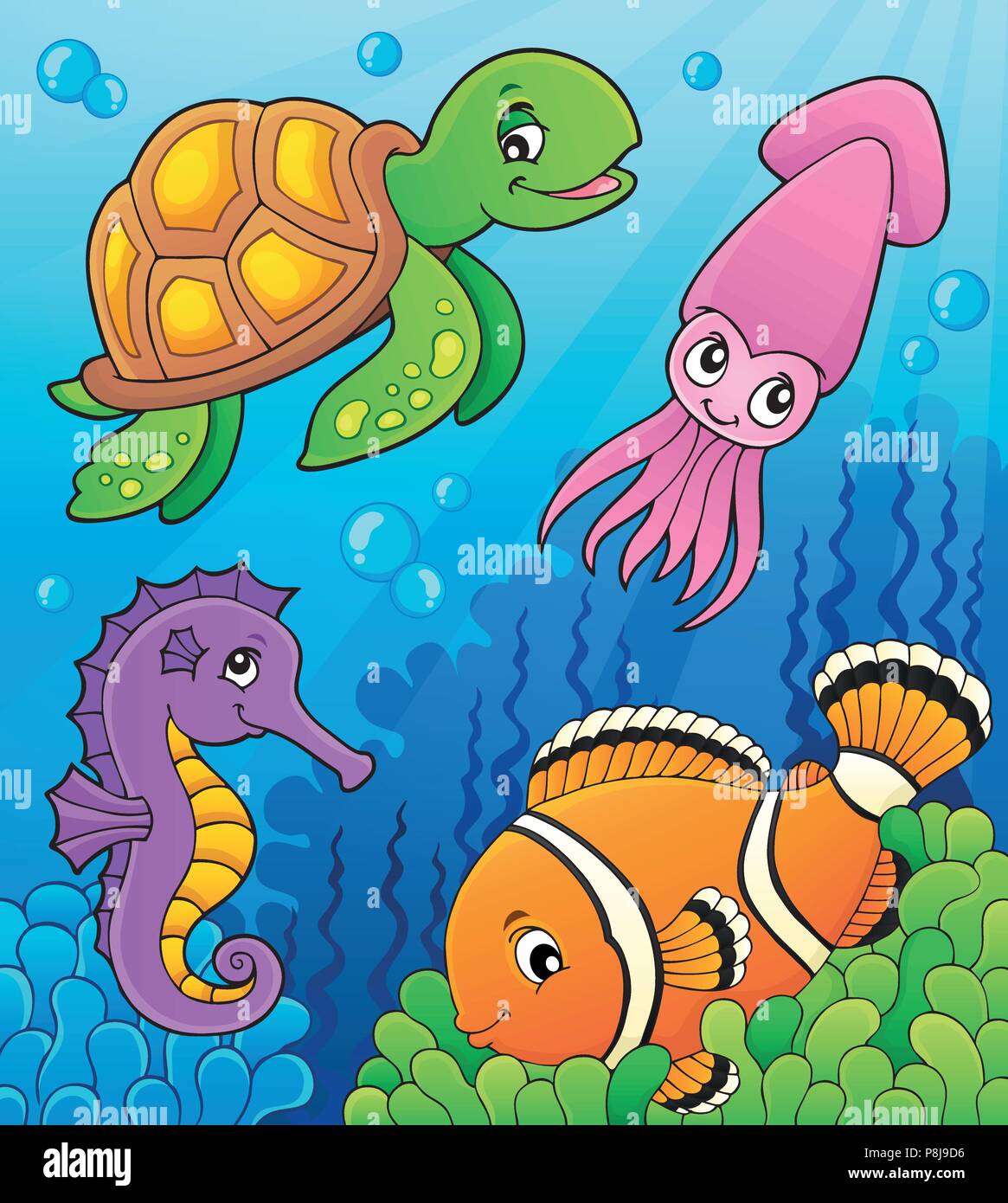 Sea life theme image 3 - eps10 vector illustration Stock Vector Image ...