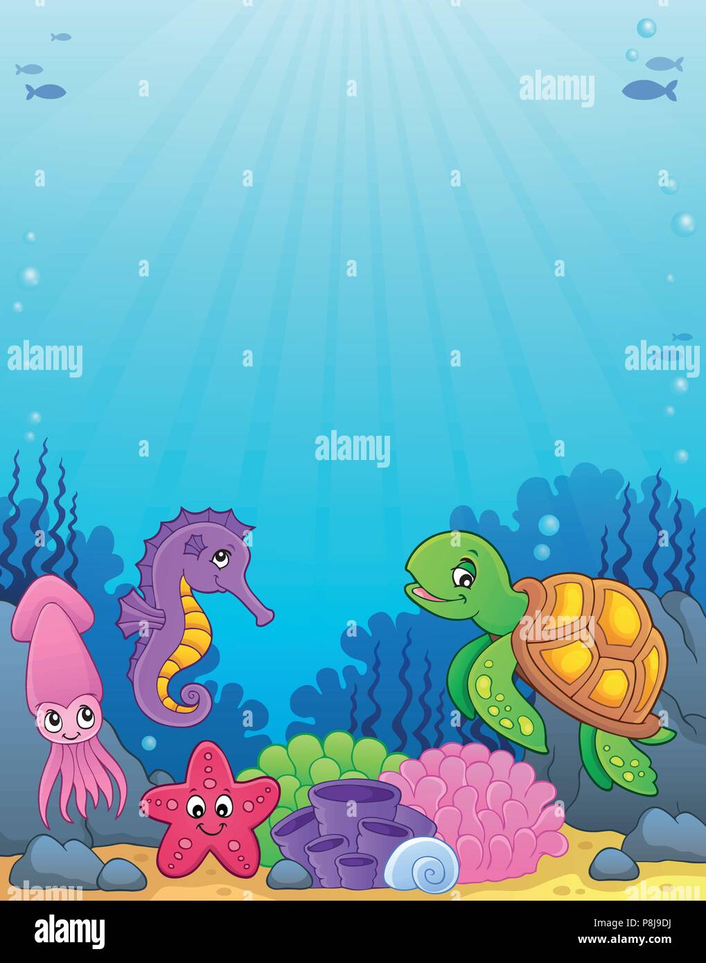 Sea life theme image 4 - eps10 vector illustration Stock Vector Image ...