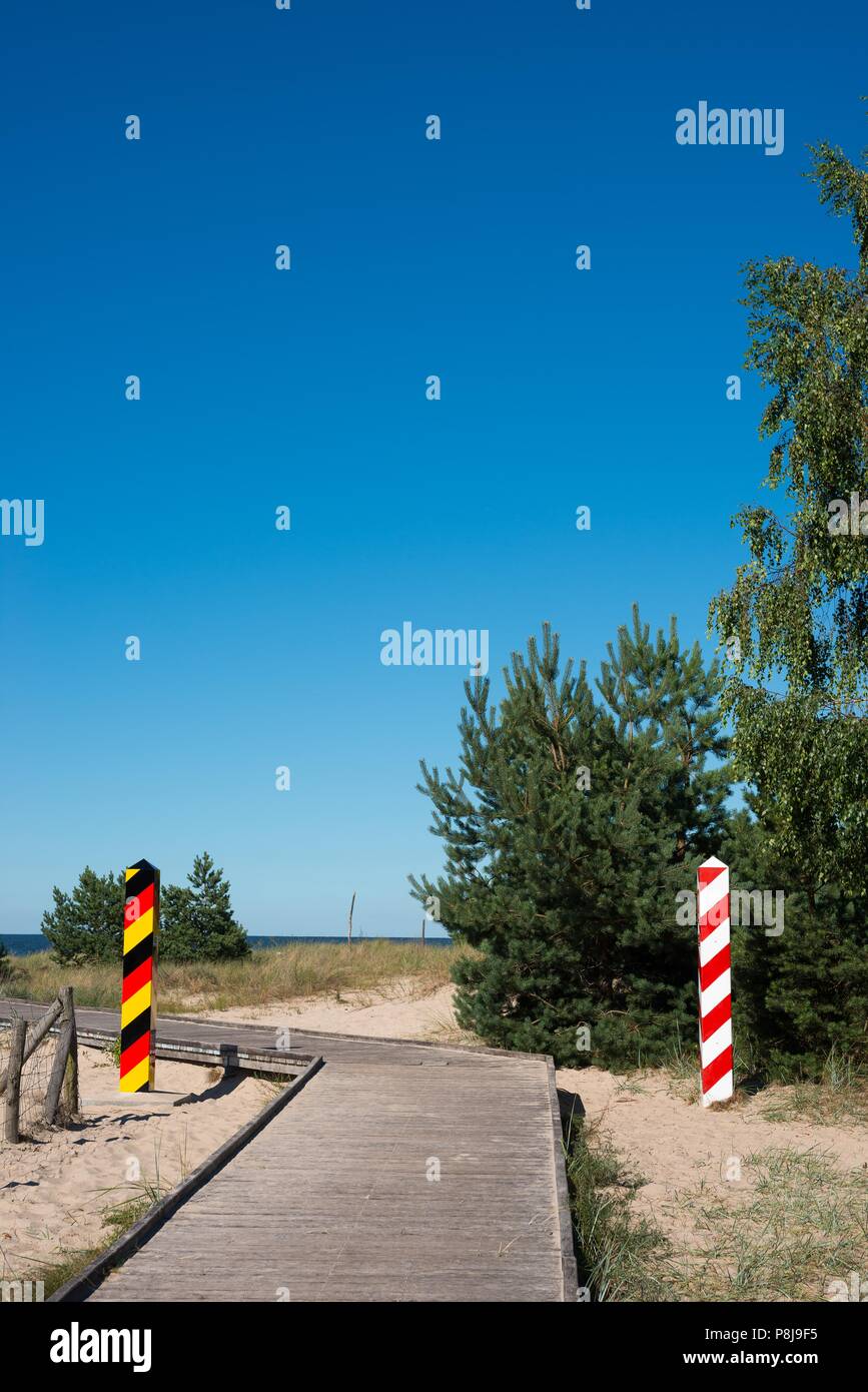 Boardwalk on the former death strip, border between Germany and Poland ...