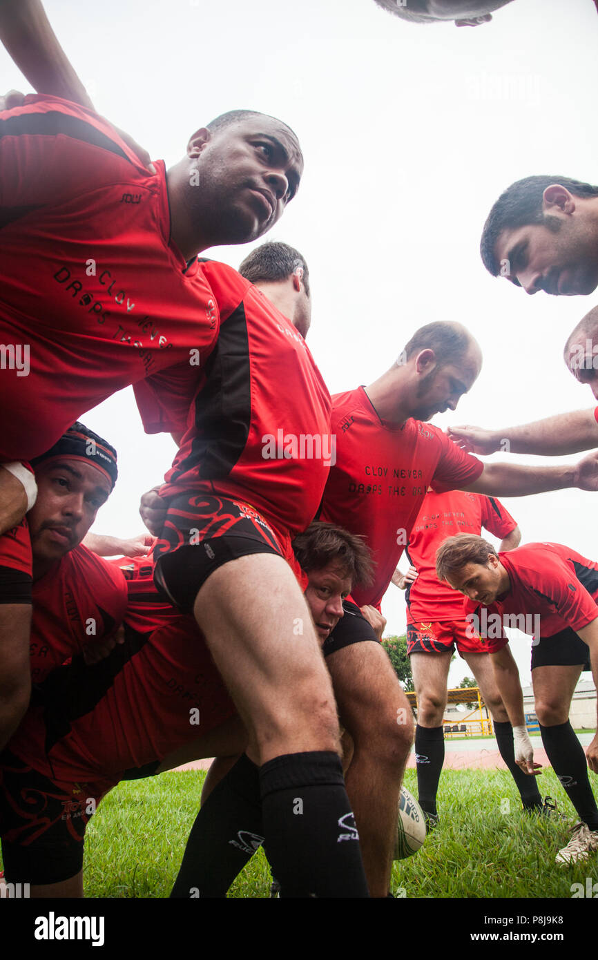 POINTNOIRE/CONGO - 18MAY2013 - Team of amateur friends playing rugby ...