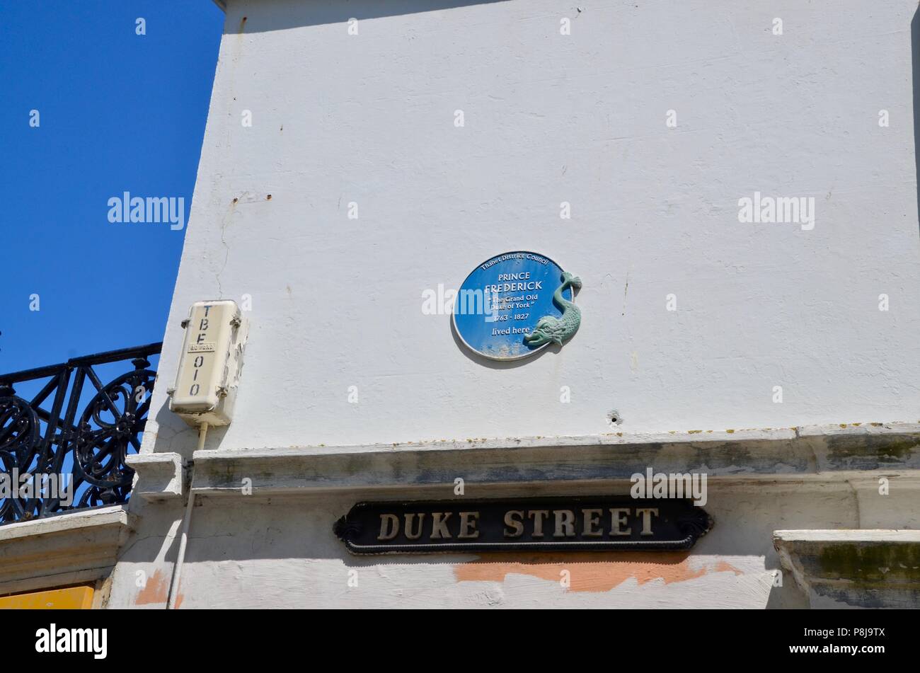 blue plaque marking where prince frederick lived in margate kent uk ...